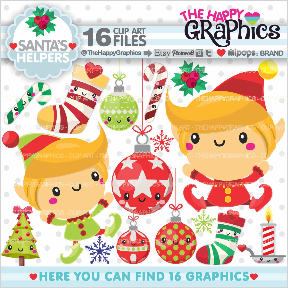 Santa's Helpers Christmas Clipart Christmas Graphics | Etsy