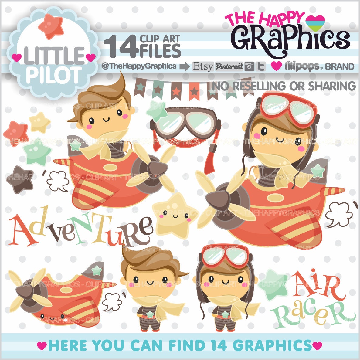 Pilot Clipart Pilot Graphic COMMERCIAL USE Aviator Clipart | Etsy