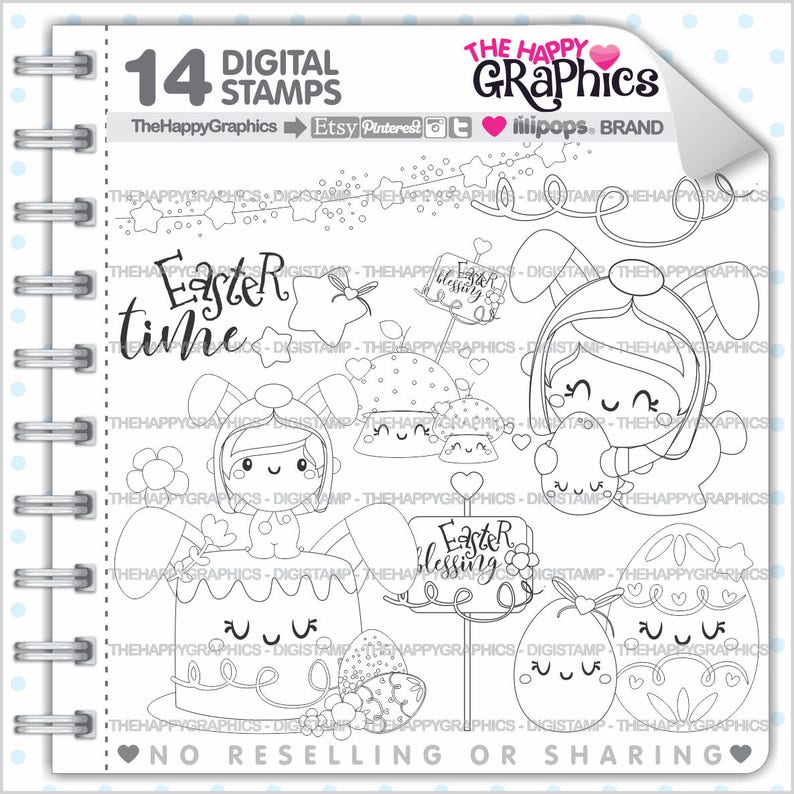 Easter Stamps Commercial Use Digi Stamp Digital Image - Etsy