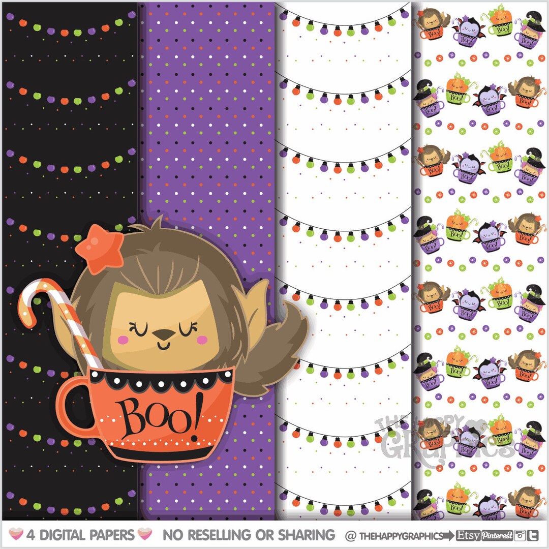 Halloween Digital Paper, COMMERCIAL USE, Halloween Pattern, Halloween ...