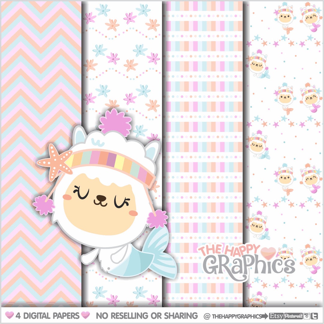 Mermaid Digital Paper COMMERCIAL USE Mermaid Pattern - Etsy