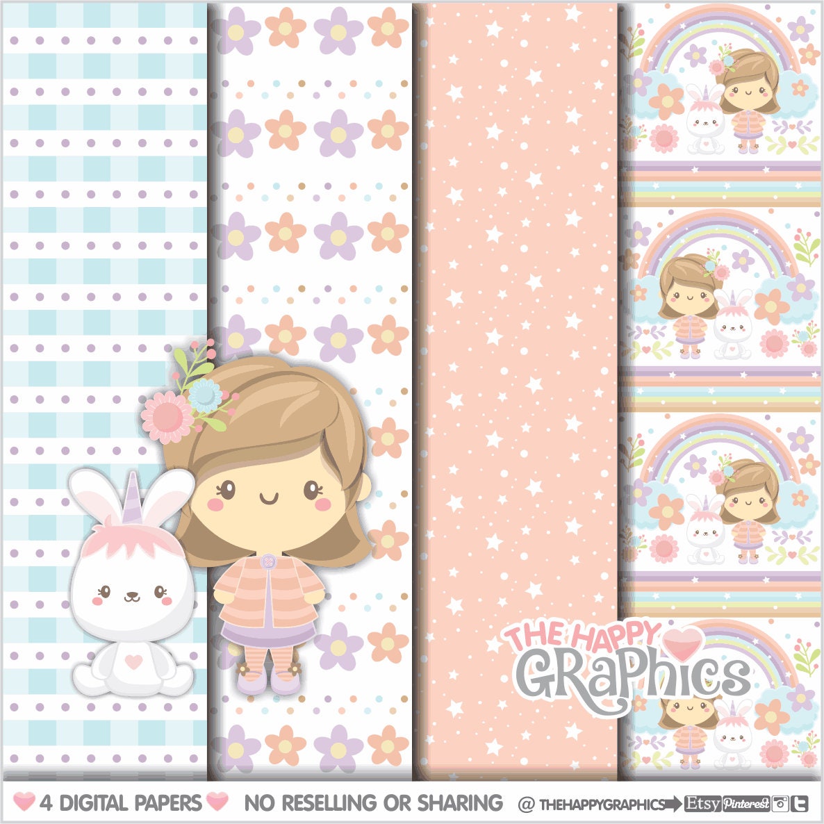 Rainbow Digital Paper Rainbow Pattern COMMERCIAL USE Spring - Etsy