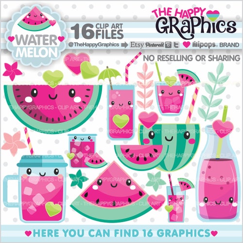 Watermelon Clipart Watermelon Graphics COMMERCIAL USE | Etsy