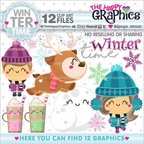 Winter Clipart Winter Graphics COMMERCIAL USE Winter Party - Etsy