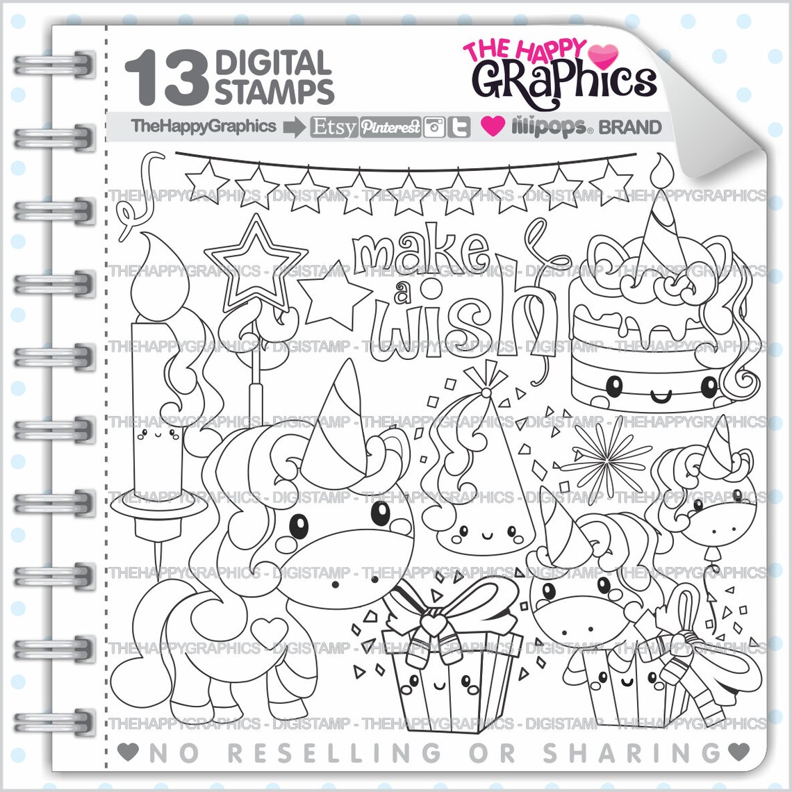 Unicorn Stamp COMMERCIAL USE Digi Stamp Digital Image - Etsy
