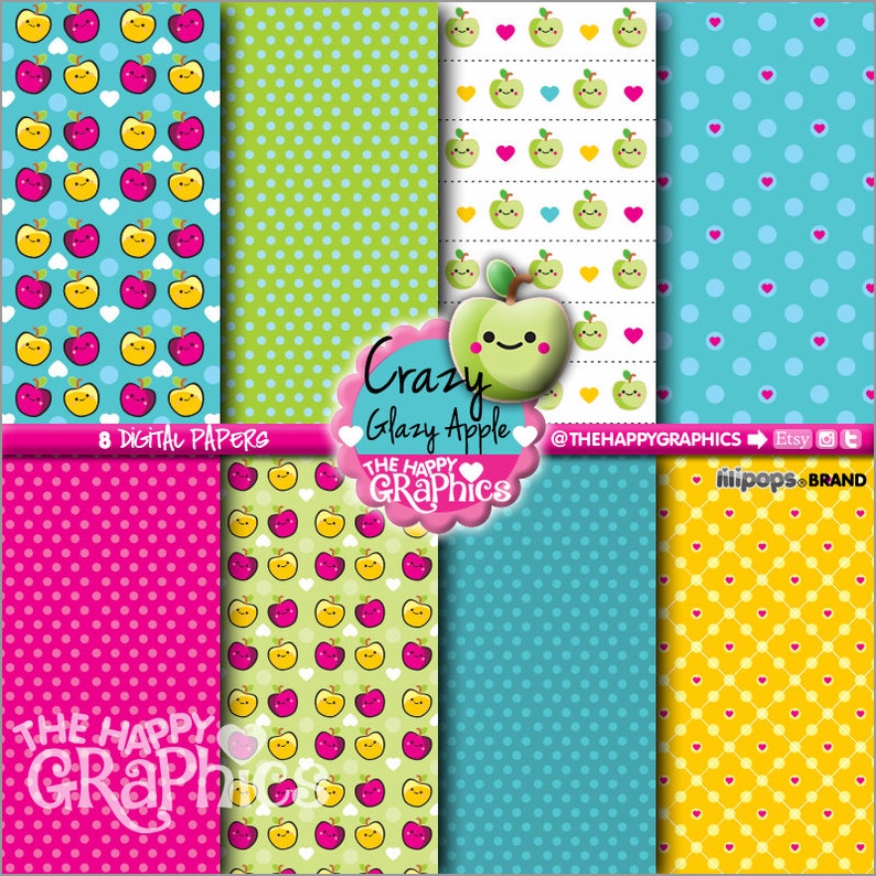 Back to School Digital Paper COMMERCIAL USE Apple Digital - Etsy