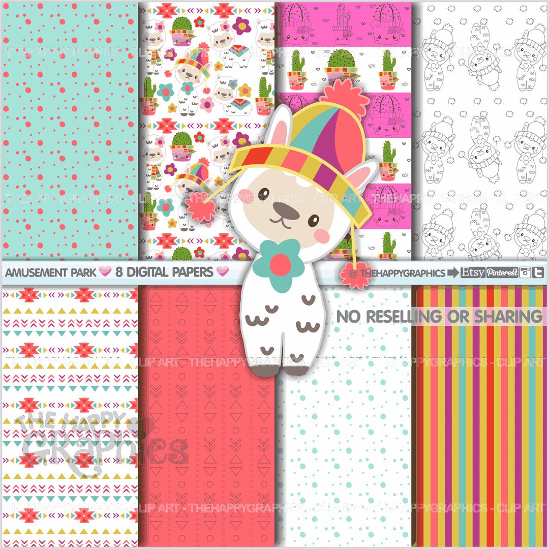 Alpaca Digital Paper, COMMERCIAL USE, Alpaca Pattern, Printable Paper ...
