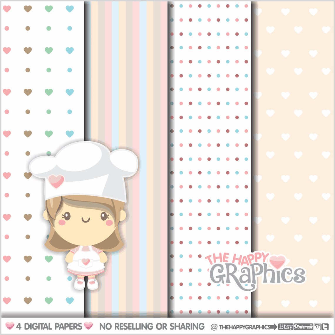 Bakery Digital Paper COMMERCIAL USE Pastry Girl Pattern - Etsy
