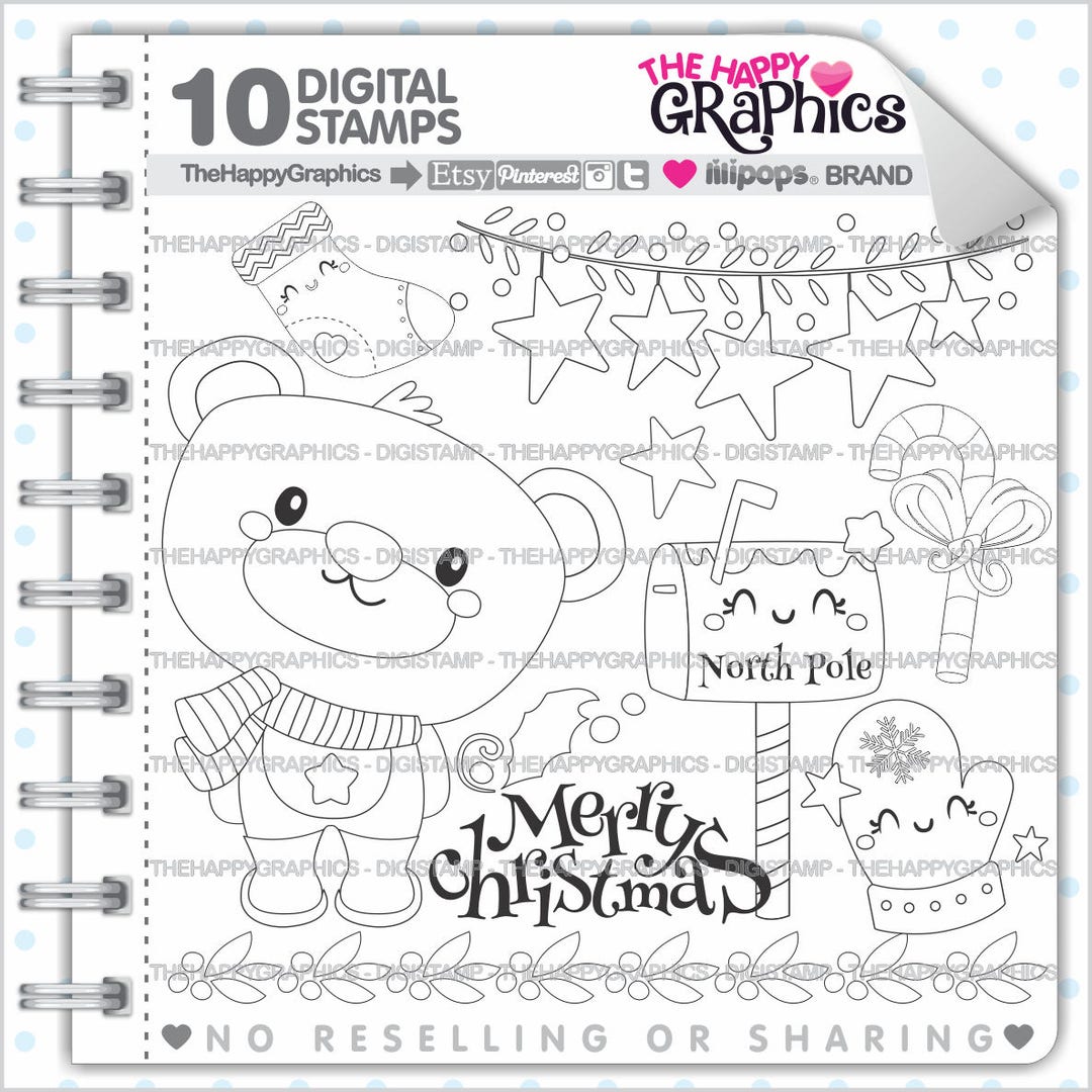 Christmas Stamp, COMMERCIAL USE, Digi Stamp, Digital Image, Christmas ...