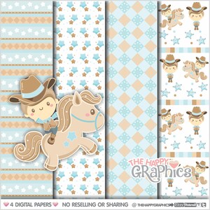 Cowboy Digital Paper, Horse Digital Paper, Cowboy Pattern, COMMERCIAL ...