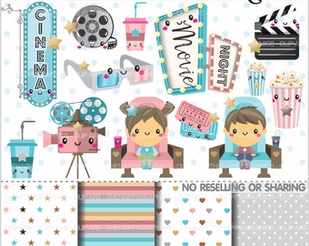 MOVIE Clipart Cinema Graphics Film Clipart Commercial Use - Etsy