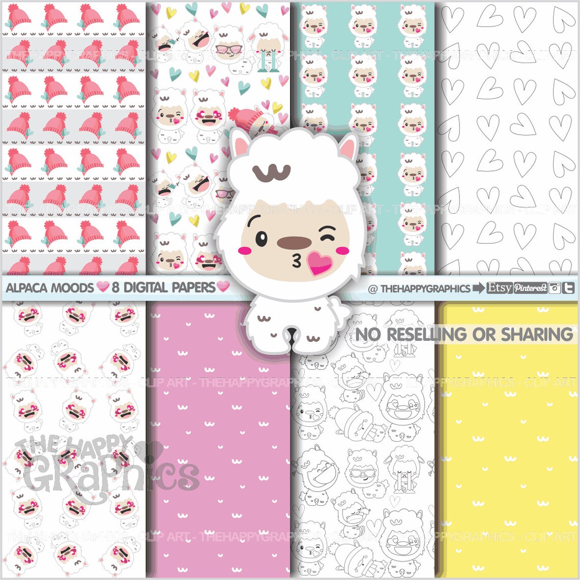 Alpaca Digital Paper COMMERCIAL USE Alpaca Pattern - Etsy