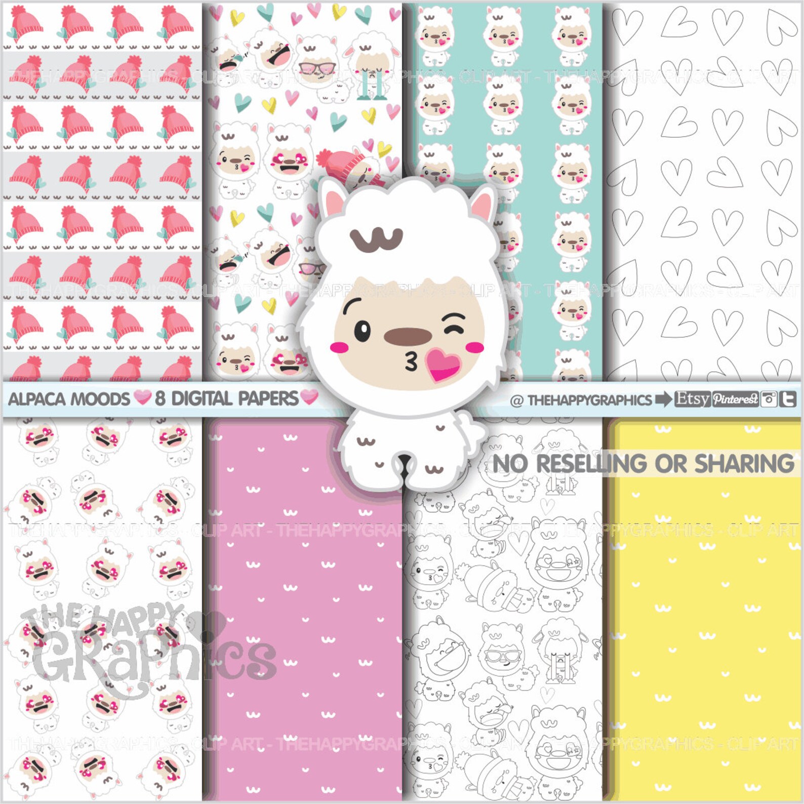 Alpaca Digital Paper COMMERCIAL USE Alpaca Pattern - Etsy