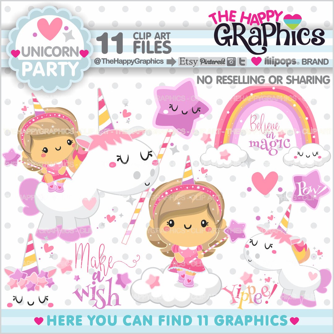 Unicorn Clipart, Unicorn Graphics, COMMERCIAL USE, Unicorn Party ...