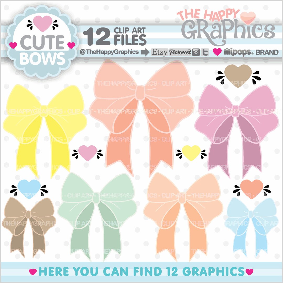 Bow Clipart, Bow Graphics, COMMERCIAL USE, Gift Bow Clipart, Spotty Bow ...