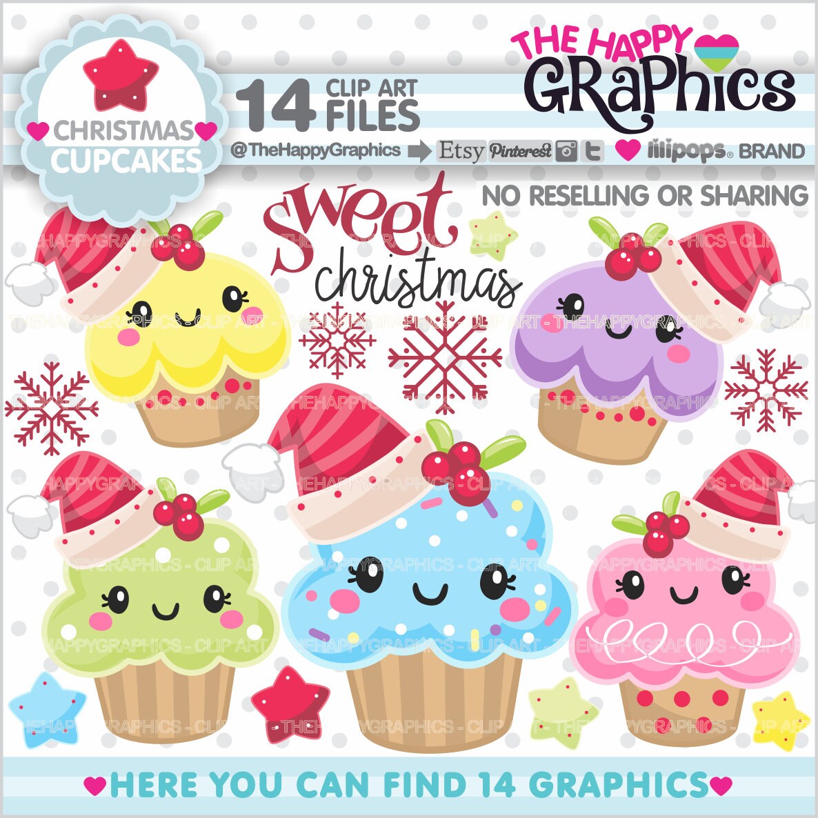 Christmas Clipart Christmas Cupcakes Clipart COMMERCIAL USE | Etsy
