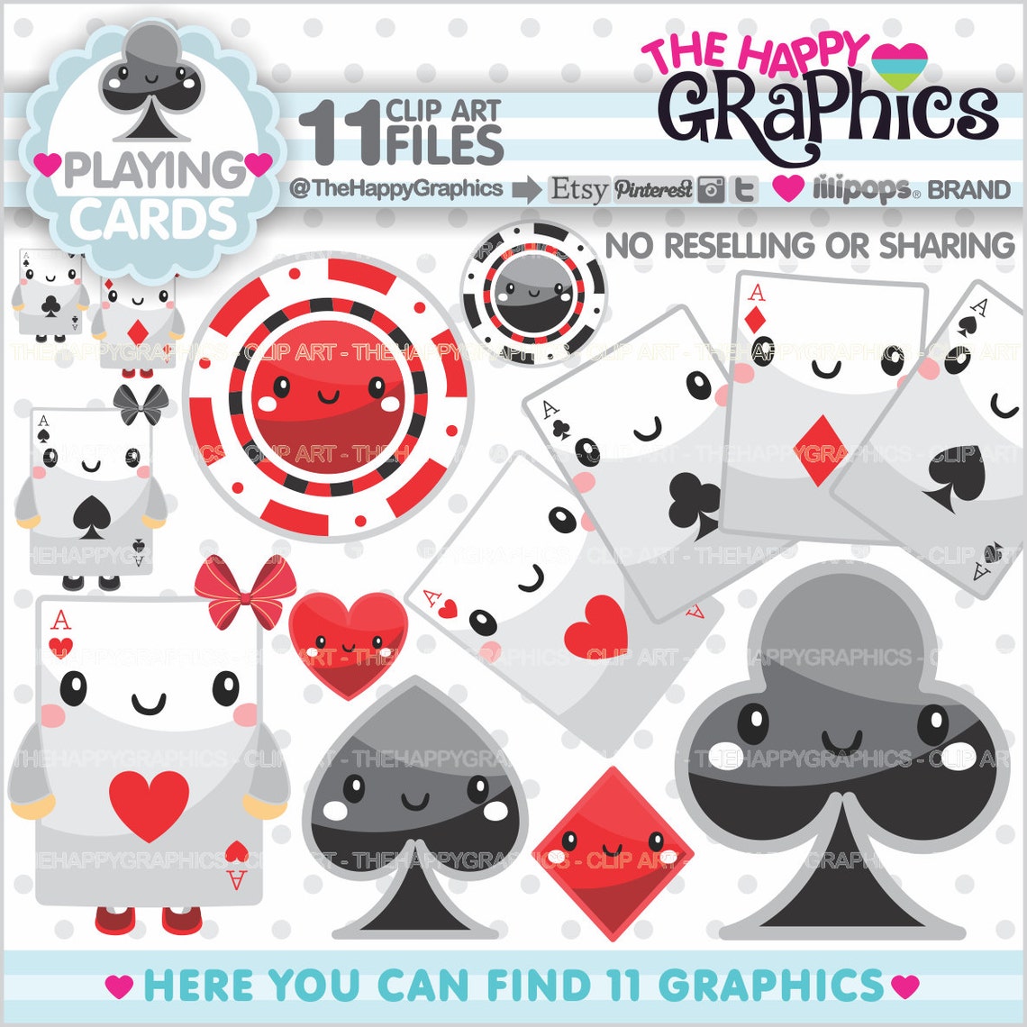 Playing Card Clipart Playing Card Graphics COMMERCIAL USE - Etsy