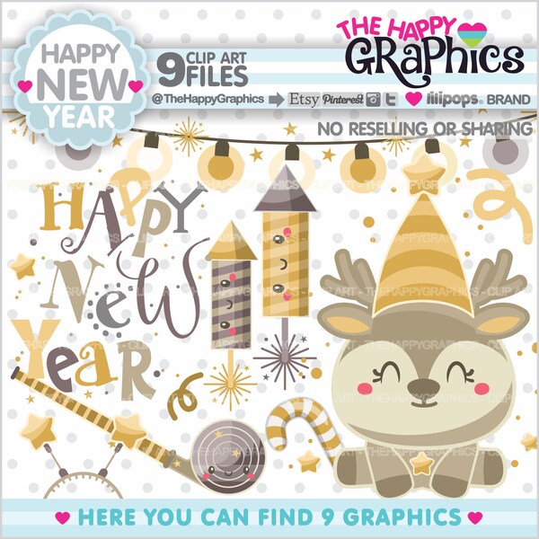 New Year Clip Art - Etsy