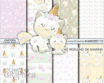 Unicorn Digital Paper COMMERCIAL USE Unicorn Pattern | Etsy