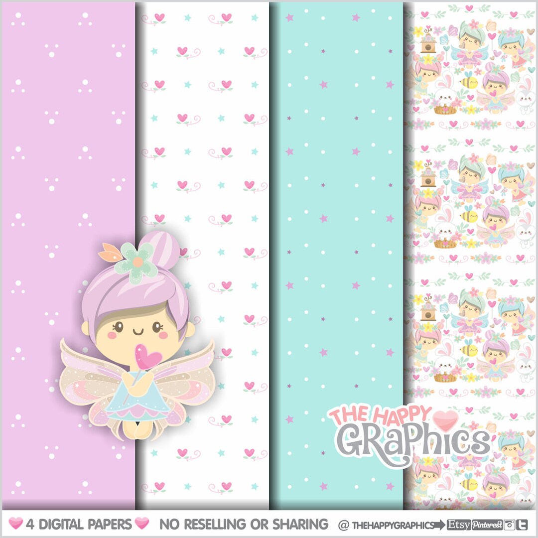 Fairy Digital Paper, Spring Digital Paper, Fairy Tale Paper, COMMERCIAL ...