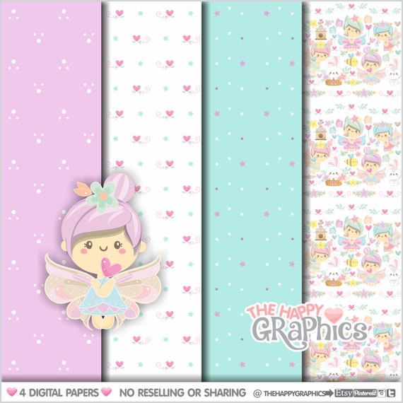 Fairy Digital Paper, Spring Digital Paper, Fairy Tale Paper, COMMERCIAL ...