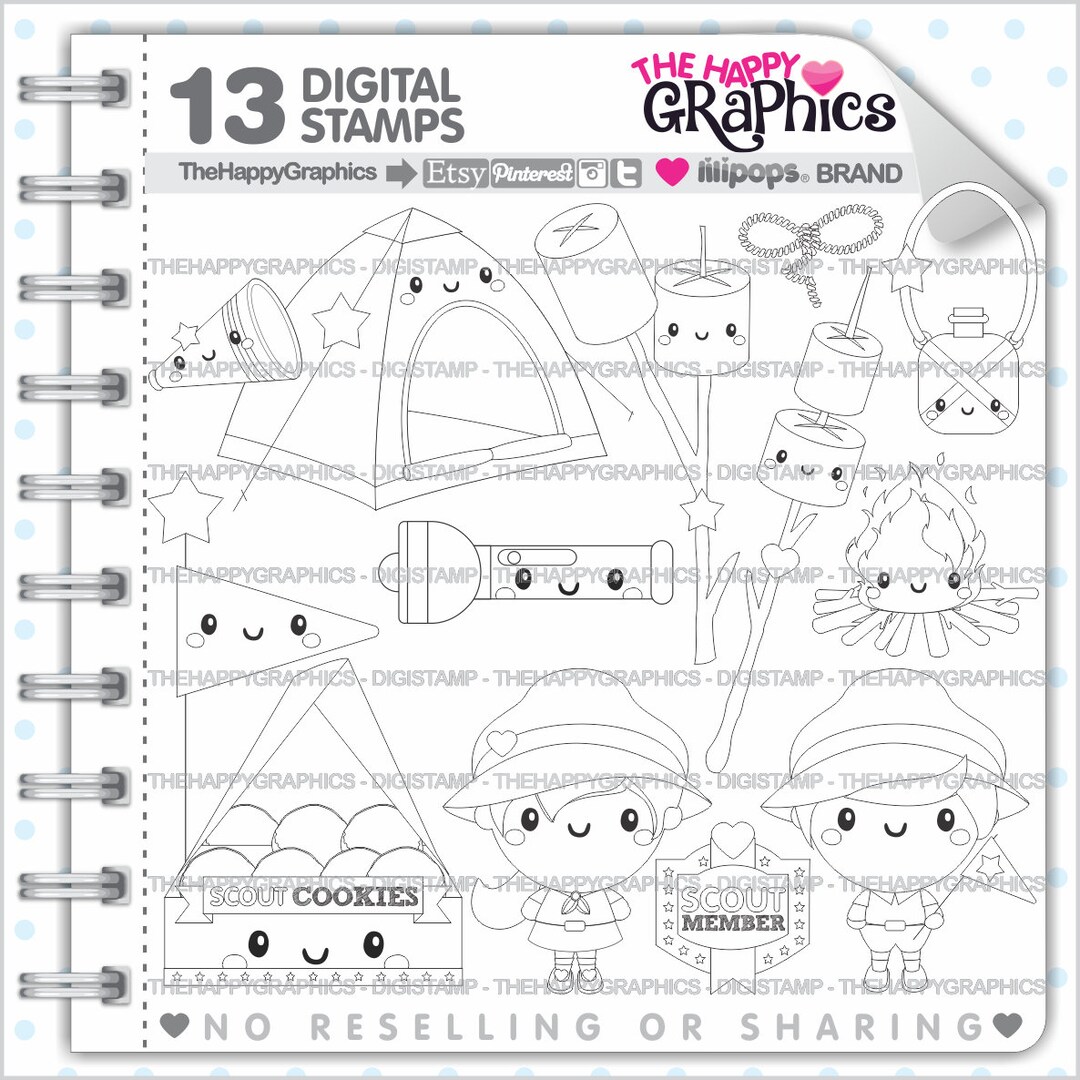 Scout Stamp, COMMERCIAL USE, Digi Stamp, Digital Image, Scout Digistamp ...