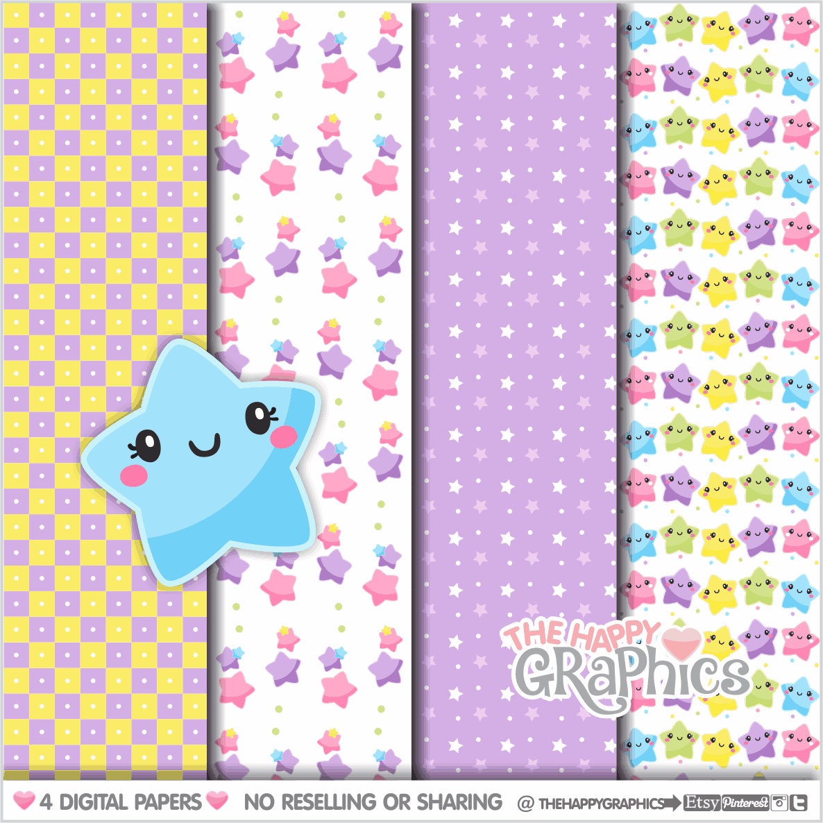 Star Digital Paper COMMERCIAL USE Star Pattern Printable - Etsy