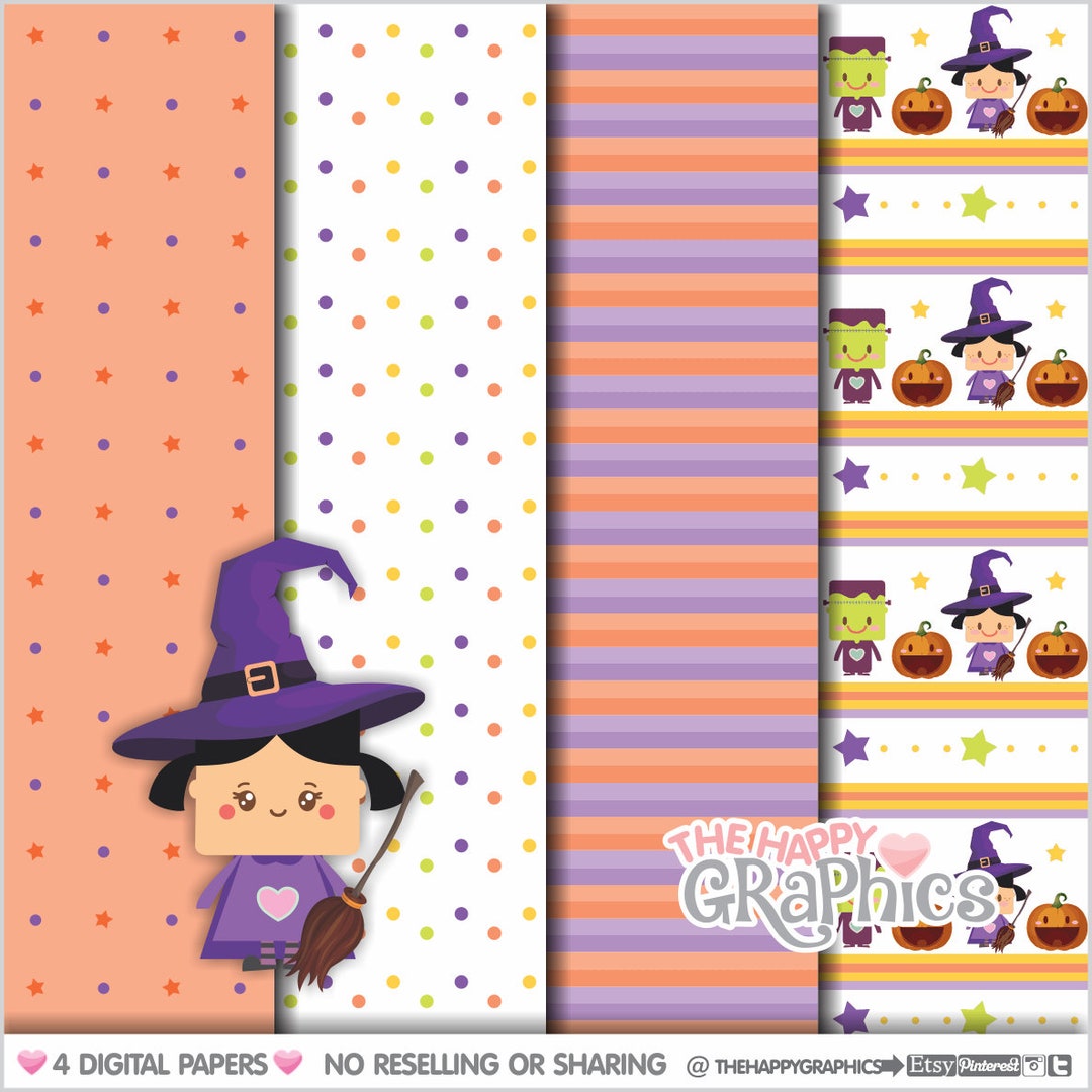 Halloween Digital Paper, Witch Digital Paper, Halloween Decor ...