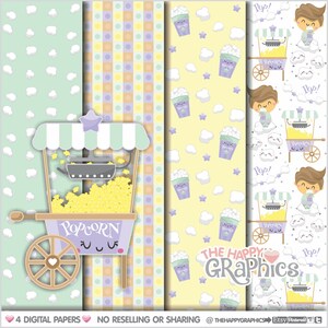 Popcorn Digital Paper COMMERCIAL USE Popcorn Pattern - Etsy