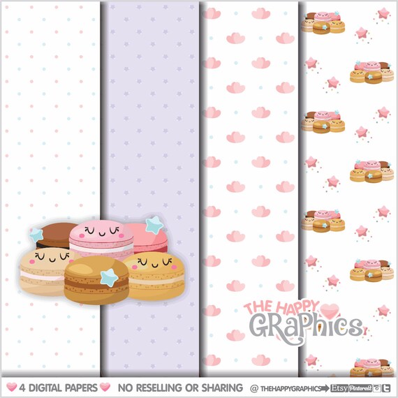 Macaron Digital Paper, Pastry Pattern, Pastry Digital Paper, Printable ...
