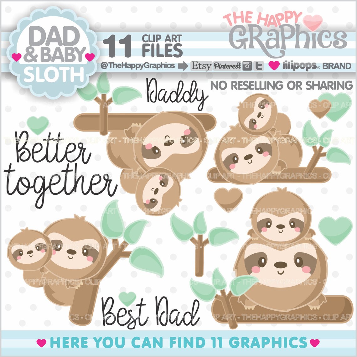 Father Clipart Sloth Clipart COMMERCIAL USE Father - Etsy