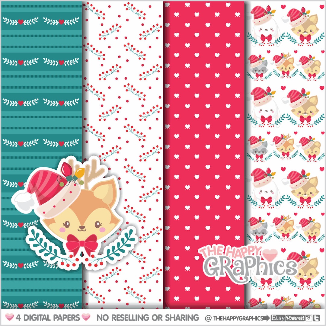 Christmas Digital Paper, Christmas Printable Paper, Christmas ...