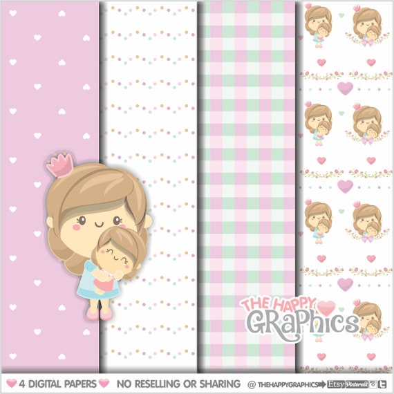 Mother Digital Paper, COMMERCIAL USE, Mother Pattern, Printable Paper ...