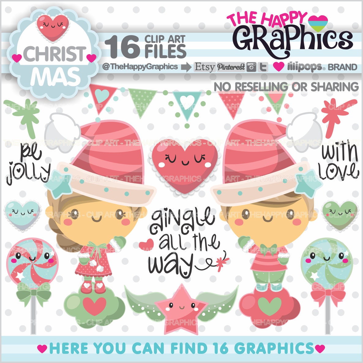 Christmas Clipart Christmas Graphics COMMERCIAL USE | Etsy