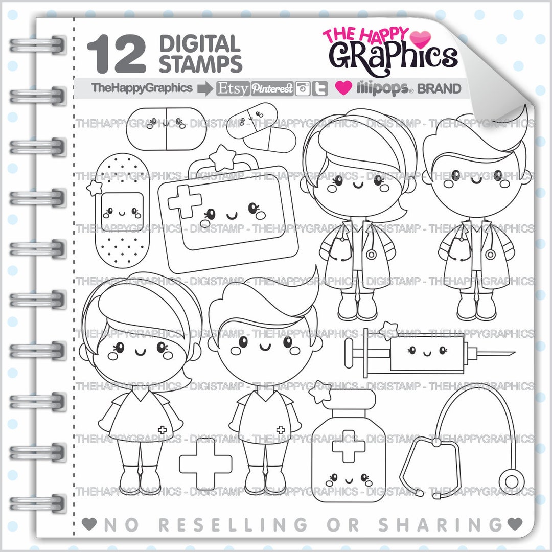 Doctor Digistamp, Digital Stamp, Doctor Digital Stamp, Medical, Outline ...