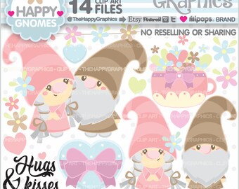 Valentine Gnomes, Gnomes Clipart, Clipart COMMERCIAL USE, Scandinavian ...