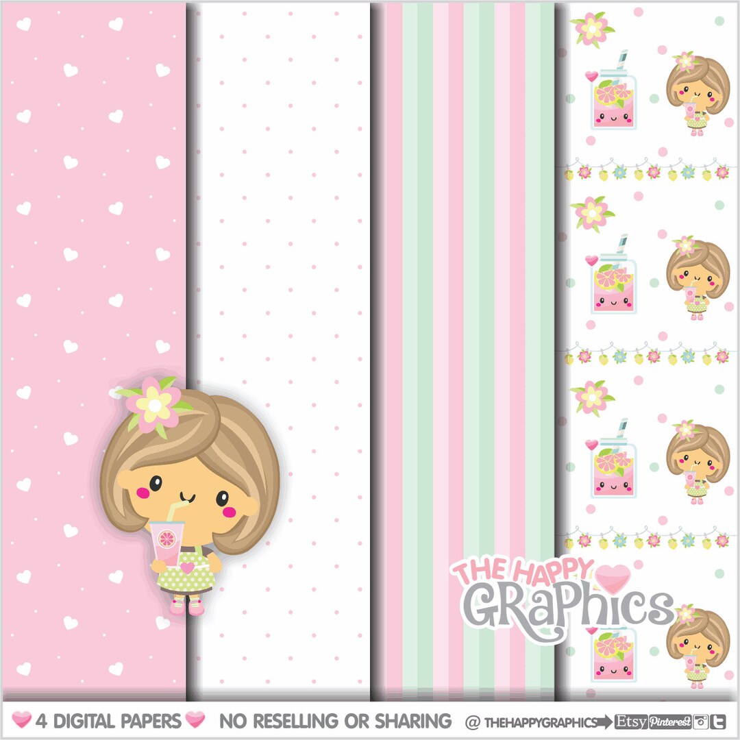 Pink Lemonade Pattern, Lemon Digital Paper, Fruit Paper, Fruit Pattern ...