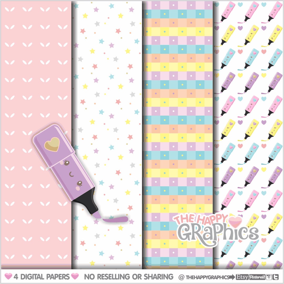 Highlighter Digital Paper, COMMERCIAL USE, Highlighter Pattern ...