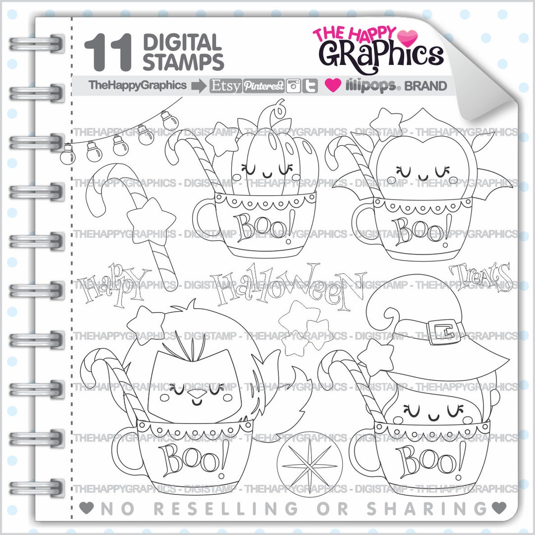 Halloween Stamp, Commercial Use, Digi Stamp, Digital Image, Halloween ...