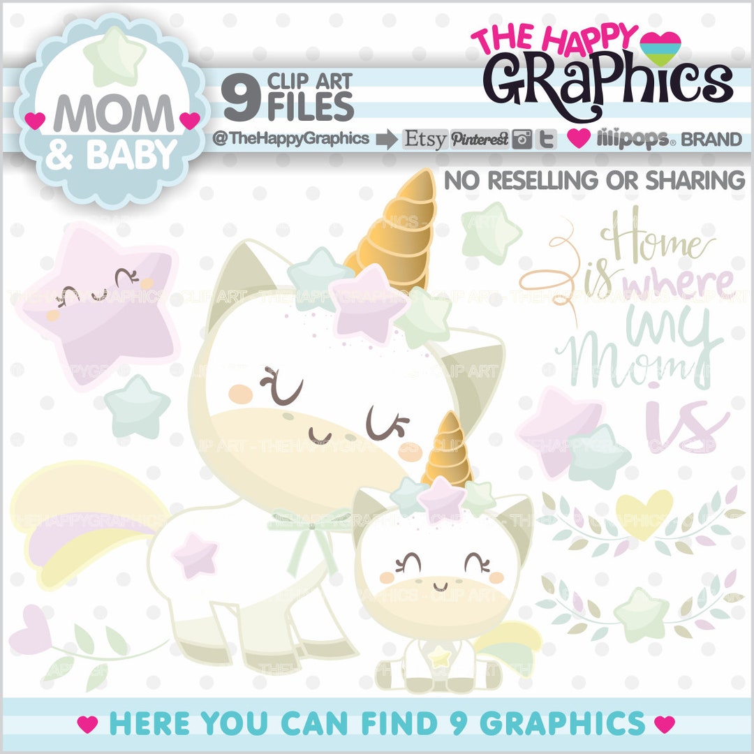 Unicorn Clipart, Unicorn Graphics, COMMERCIAL USE, Mom Cliparts, Mother ...
