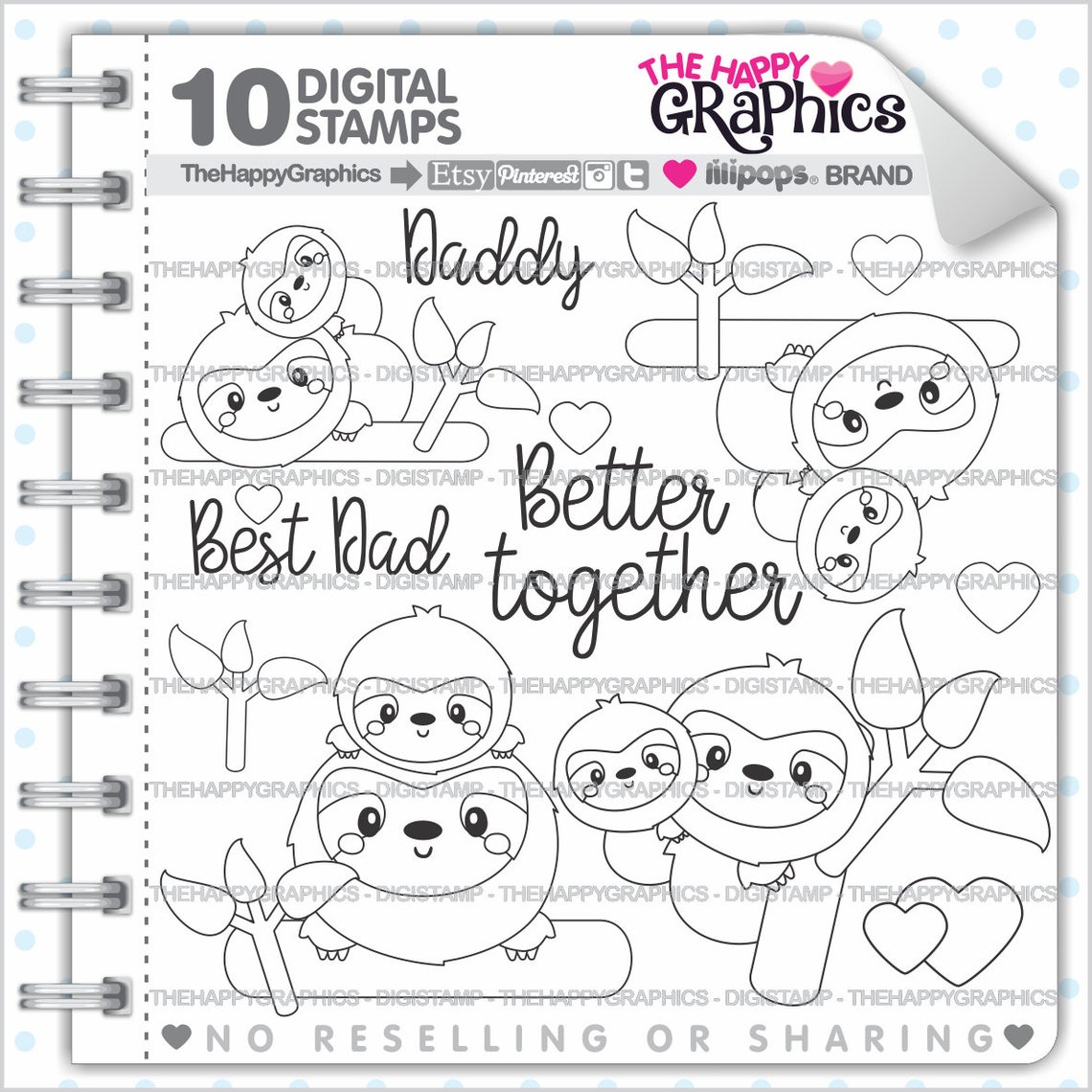 Sloth Stamps Digi Stamp COMMERCIAL USE Sloth Digistamp - Etsy