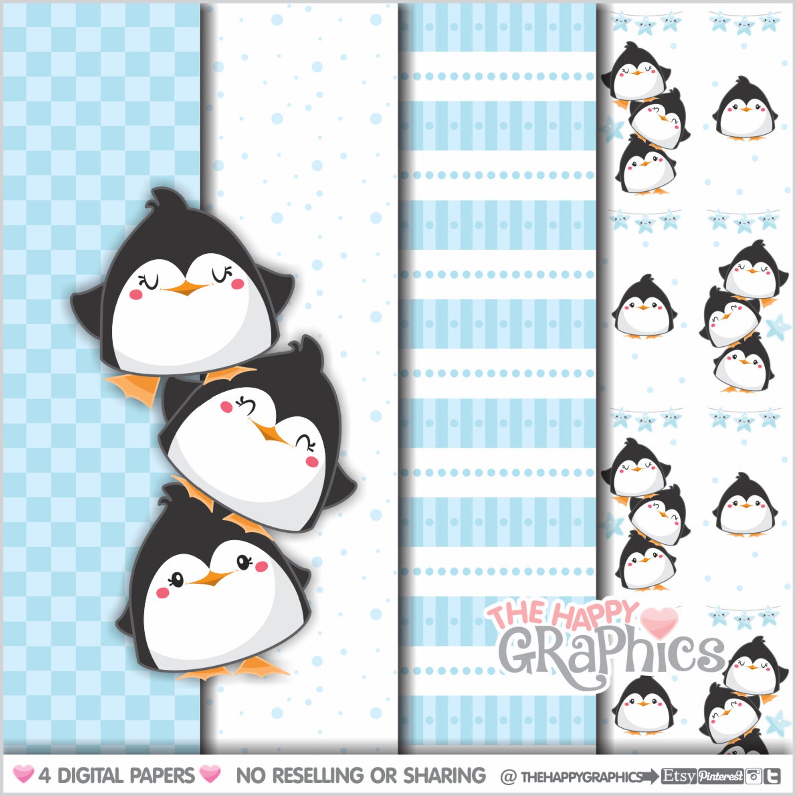 Penguin Digital Paper COMMERCIAL USE Penguin Pattern - Etsy