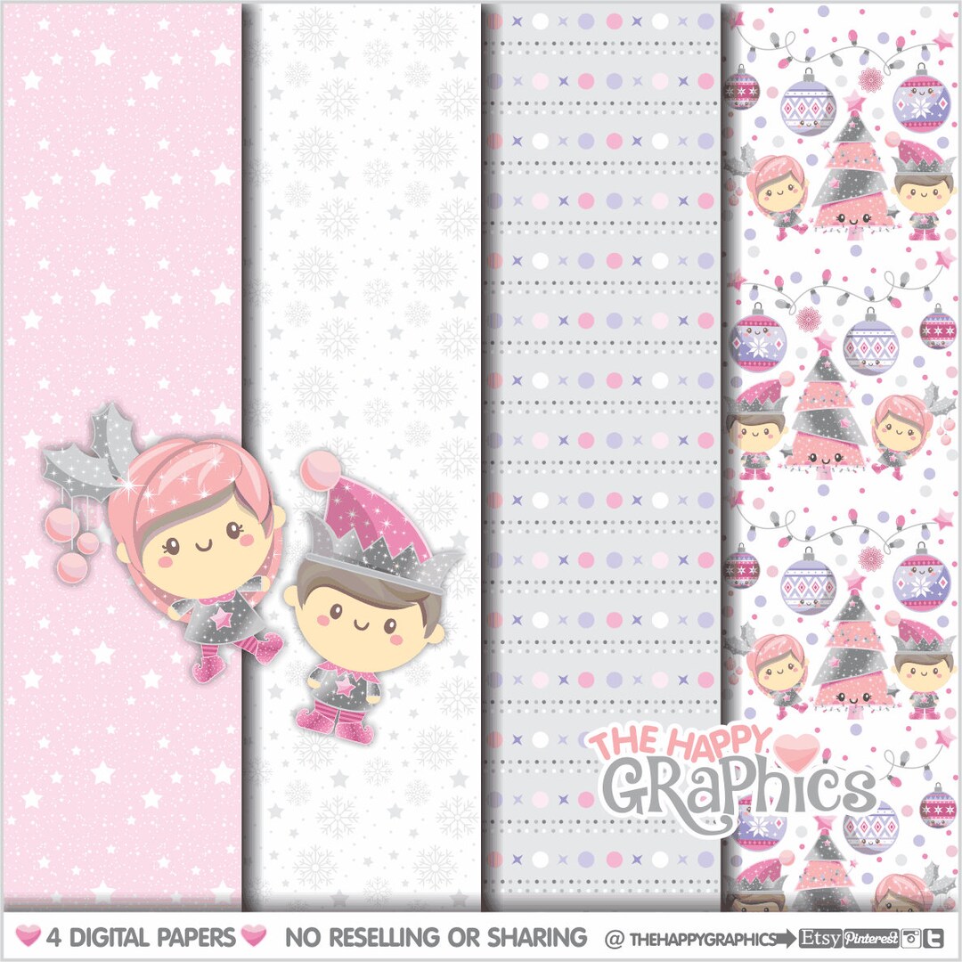 Christmas Digital Papers, Christmas Pattern, COMMERCIAL USE, Pink ...