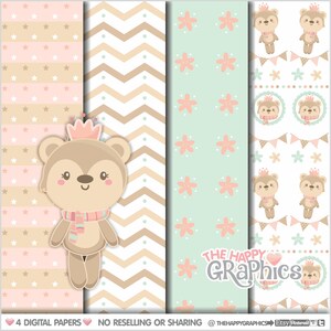 Bear Digital Paper, Bear Pattern, COMMERCIAL USE, Bear Paper, Animal ...