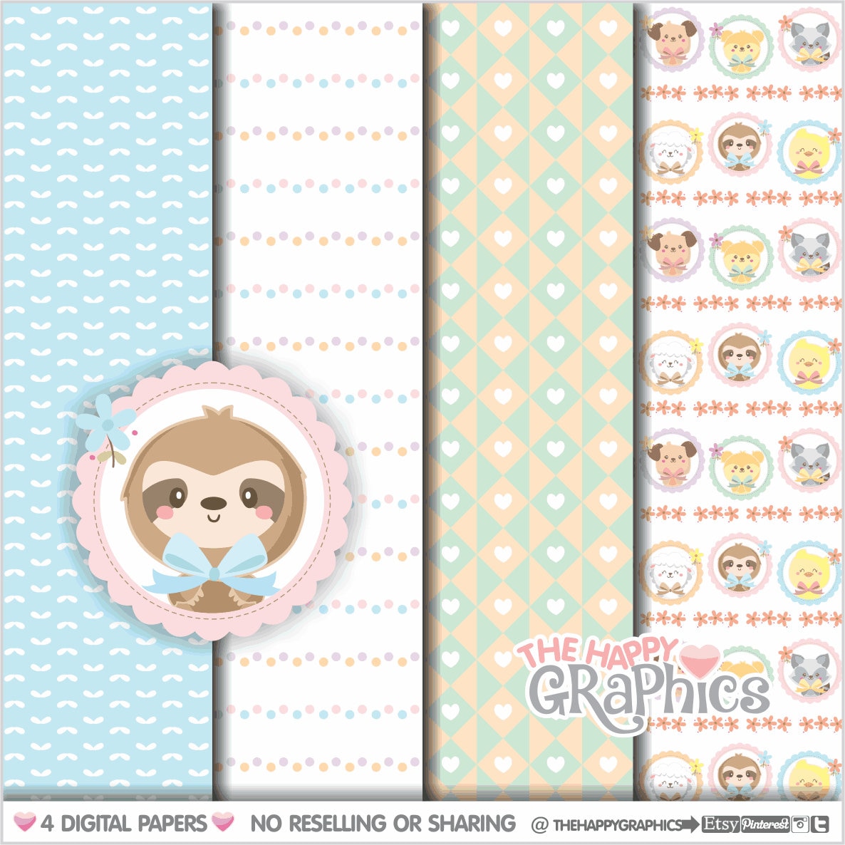Cute Digital Paper COMMERCIAL USE Cute Pattern Printable - Etsy