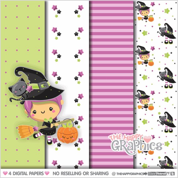 Witch Pattern, Halloween, Digital Paper, Halloween Pattern, Halloween ...