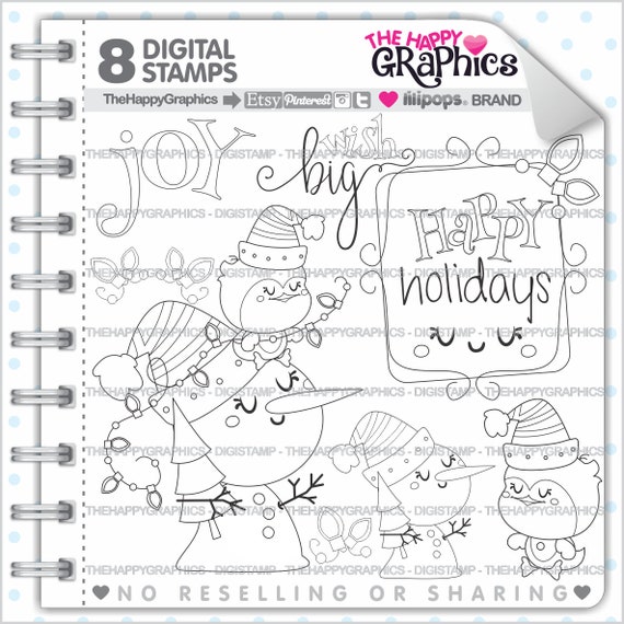 Christmas Stamp, COMMERCIAL USE, Digi Stamp, Christmas Digistamp ...