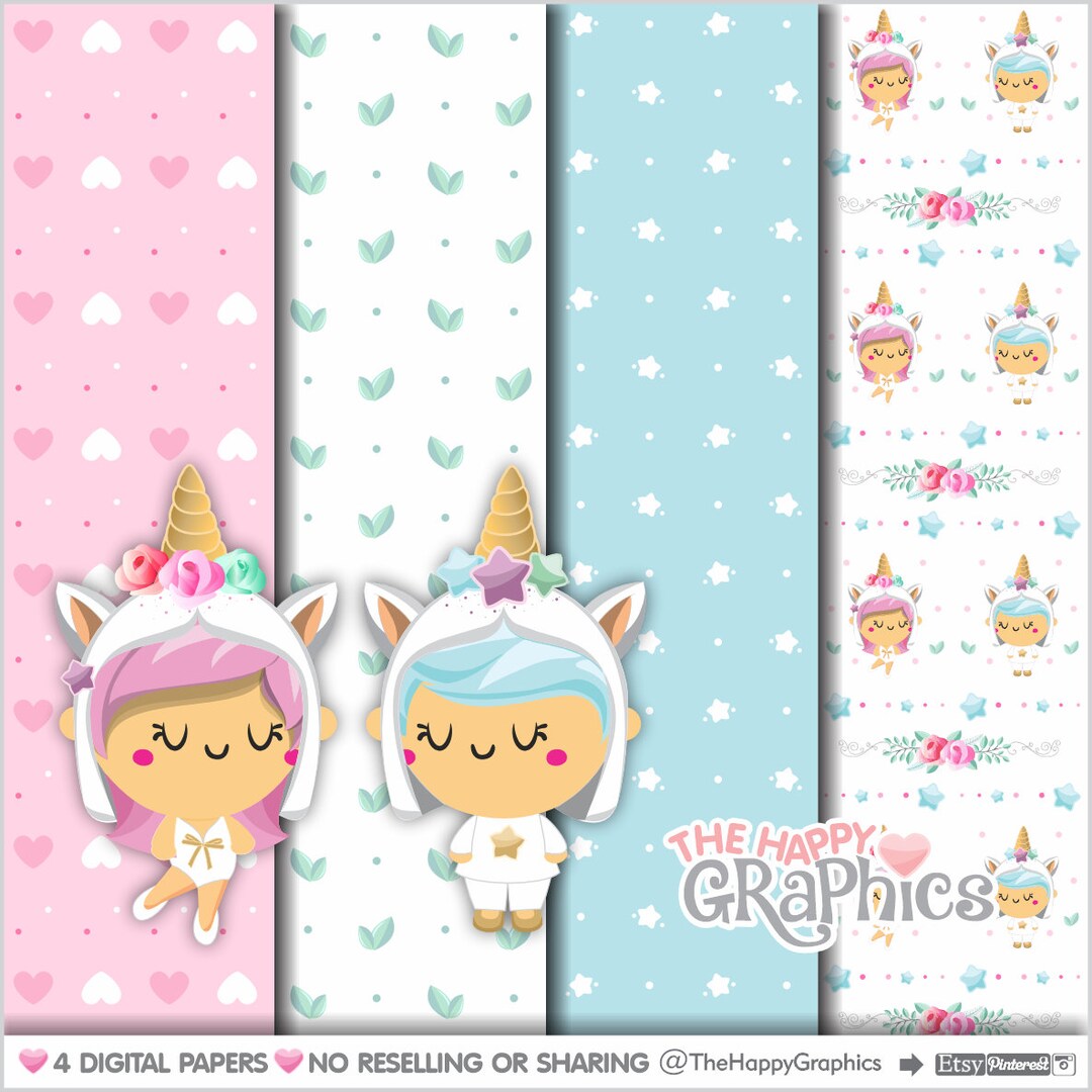 Unicorn Digital Paper, Unicorn Pattern, Printable Paper, Magical ...