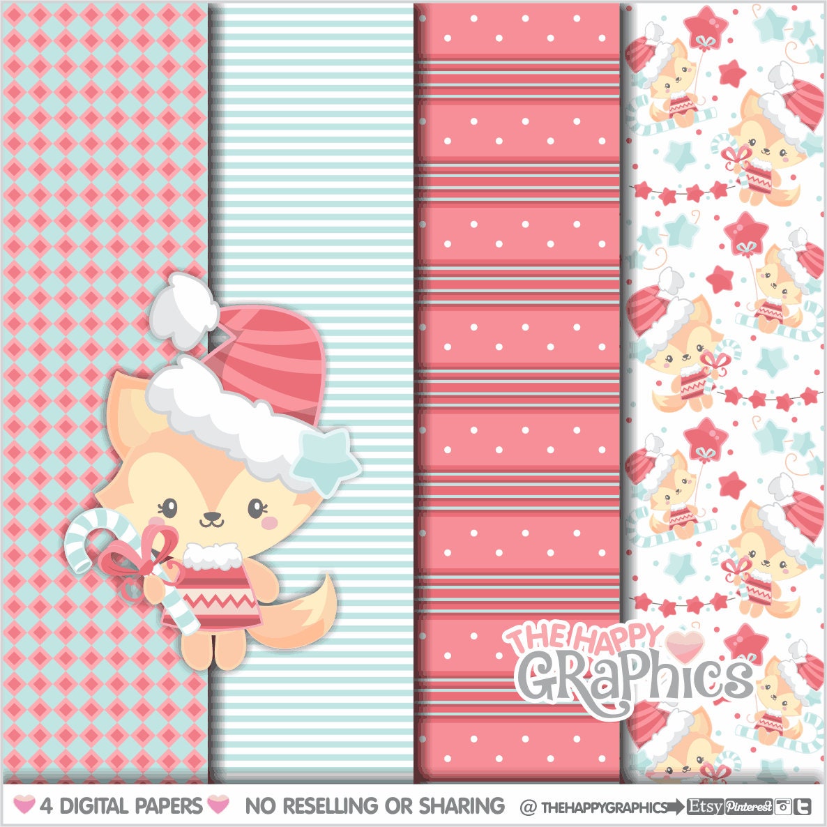 Christmas Digital Paper Christmas Pattern COMMERCIAL USE | Etsy