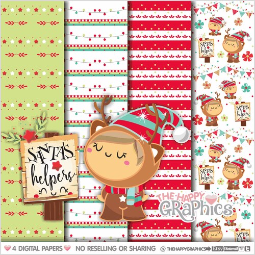 Christmas Digital Paper COMMERCIAL USE Christmas Pattern - Etsy